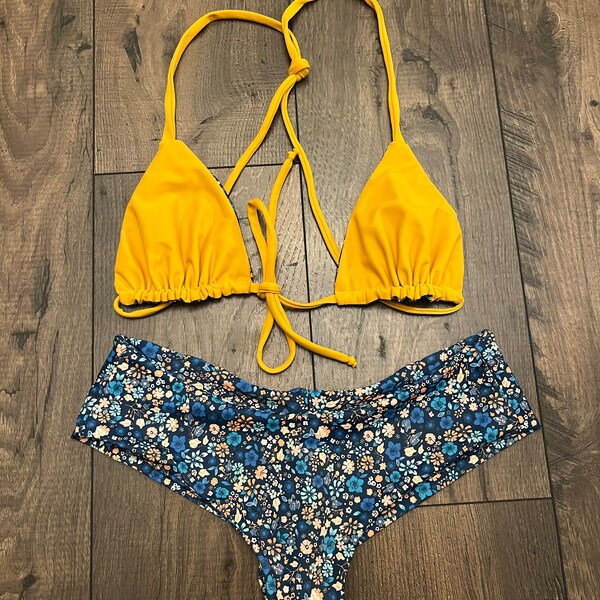 Triangle Bikini Top With Front Tie, Triangle Swimsuit Top, Handmade ...