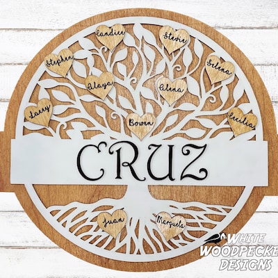Family Tree SVG DXF Design File Sign, Family Tree Monogram, Family Tree ...