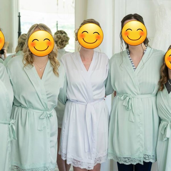 Custom Bride Robe | Satin With Lace Trim Robe | Bride Getting Ready ...