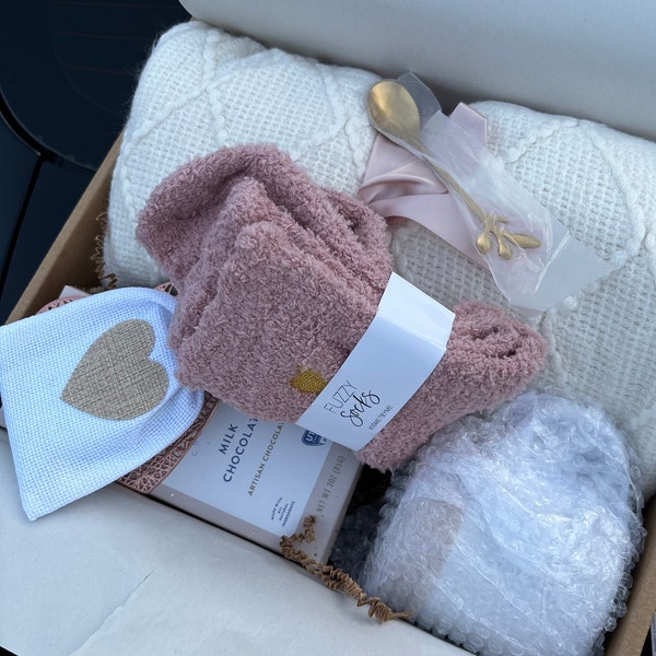 Classy Gift Basket for Women , Cozy Gift Box With Blanket, Socks ...