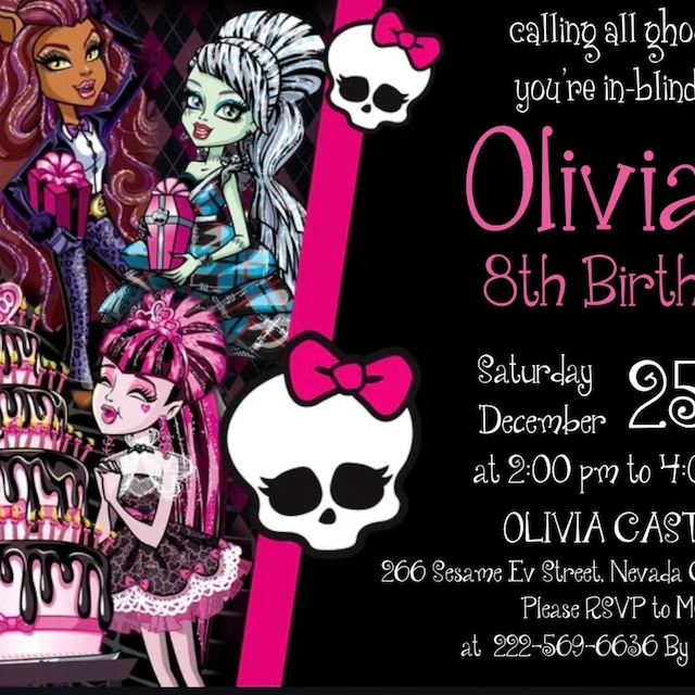 Monster High Birthday Card Template