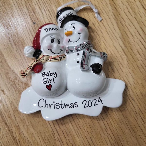 Expecting Parents Personalized Ornament Snowman Couple We're Expecting ...