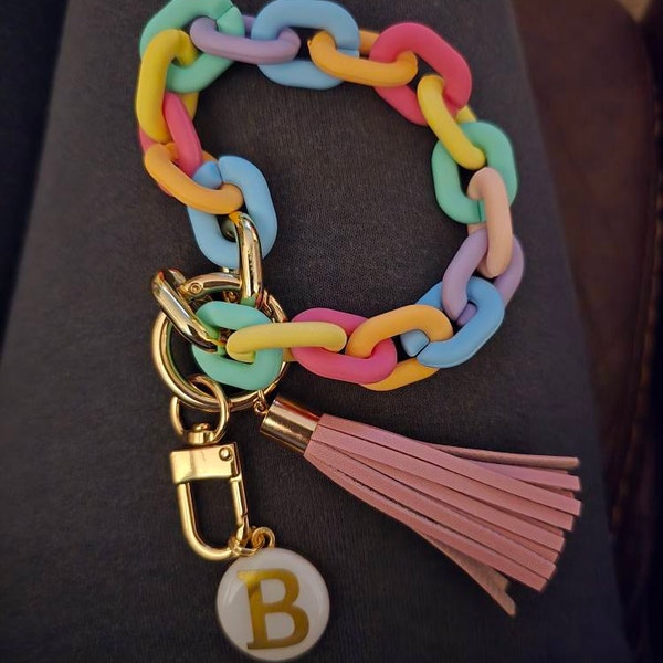 Personalized Chunky Chain Link Wristlet Keychain, Personalized Gift ...