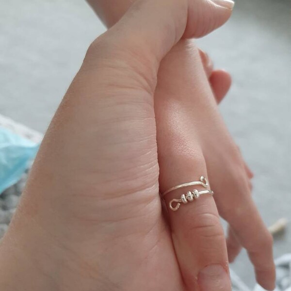 925 Silver Thumb Fidget Ring, Anxiety Ring, Skin Picking Ring With 5x ...