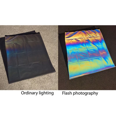 1 Yard 4-way Stretch Midnight Reflective Fabric,iridescent Rainbow ...
