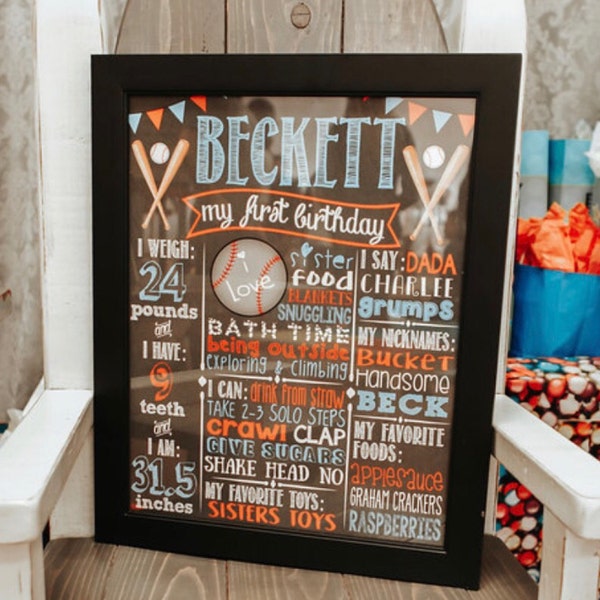 Birthday Chalkboard Sign 16x20 Poster Construction Tractor Excavator ...