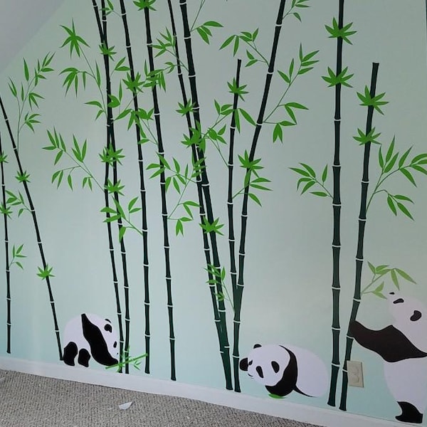 Panda Tree Wall Decals, Panda Wall Decals and Bamboo Decals,large Tree ...