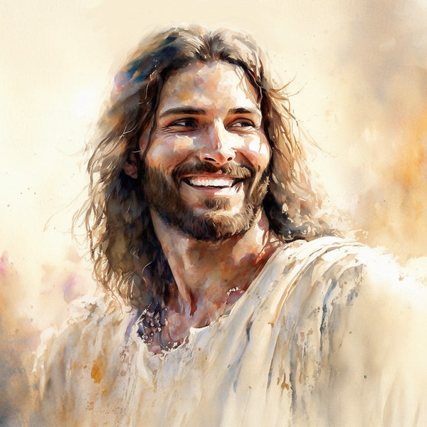 Jesus Art, Christ Portrait, Laughing Christ, Digital Painting, Smiles ...