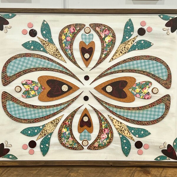 Flower Art Deco - Applique Quilted Wall Hanging PDF Pattern, Raw-edge Applique, Flower Wall ...