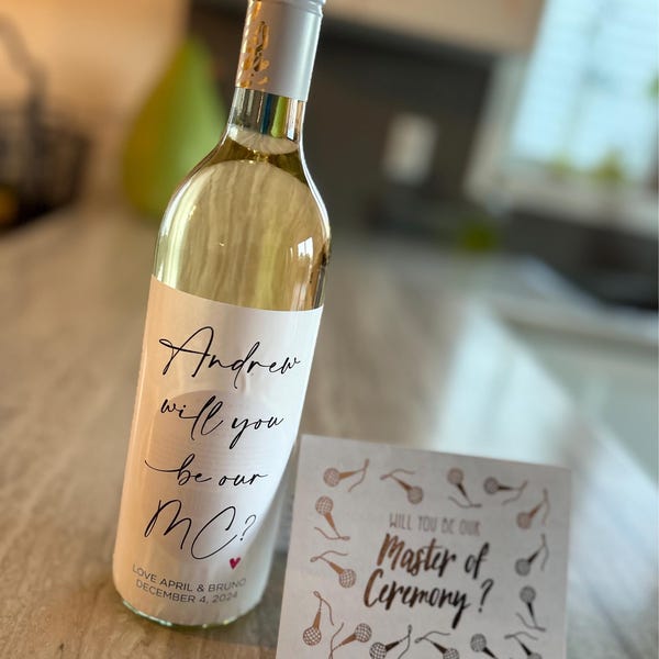 Customised Will You Be Our MC Wedding Wine Label, Bride and Groom MC ...