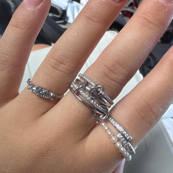 18K Gold Trendy Multi Link Ring in Rouge, Spinelli Kilcollin Dupe, Non ...