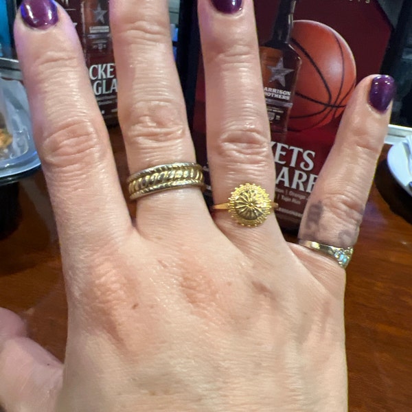 Gold Sun Shape Ring, Beautiful Sun Rays Polished Silver Ring, Cute ...