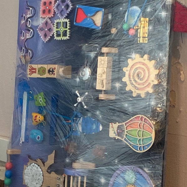 Toddler Busy Board With Space Theme 60x70 Cm Bright Sensory Board for ...