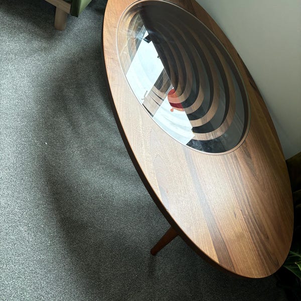 Ellipse Large Coffee Table for Living Room, Natural Walnut Coffee Table ...