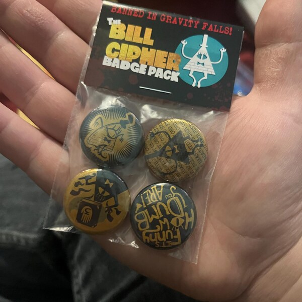 Gravity Falls: the Bill Cipher Badge Pack (with Special Shimmer Effect ...