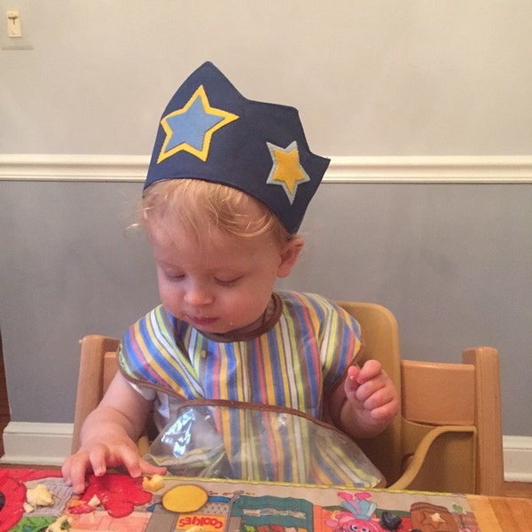 Boy Birthday Crown - Blue Play Crown - Prince Crown - Fabric Kids Crown ...