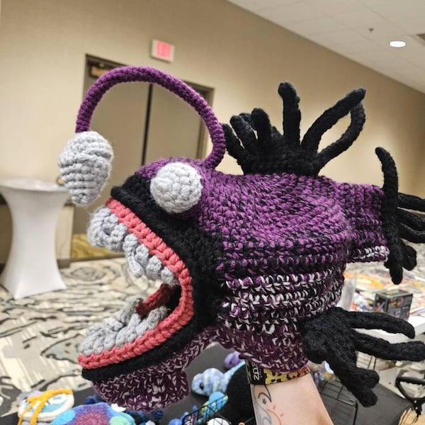 Angler Fish Crochet Hat Costume & Wrist Gauntlets - Fantasy Under the ...