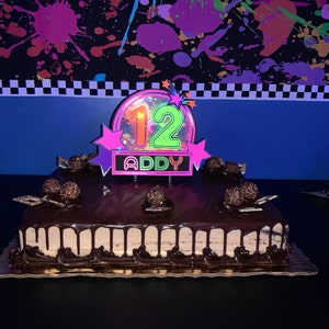 Neon Theme Cake Topper Personalized Cake Topper Glow in the Dark Theme ...