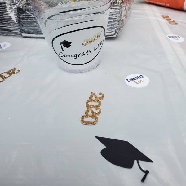 Graduation Party Confetti - Graduation Year and Personalized Name Gold ...