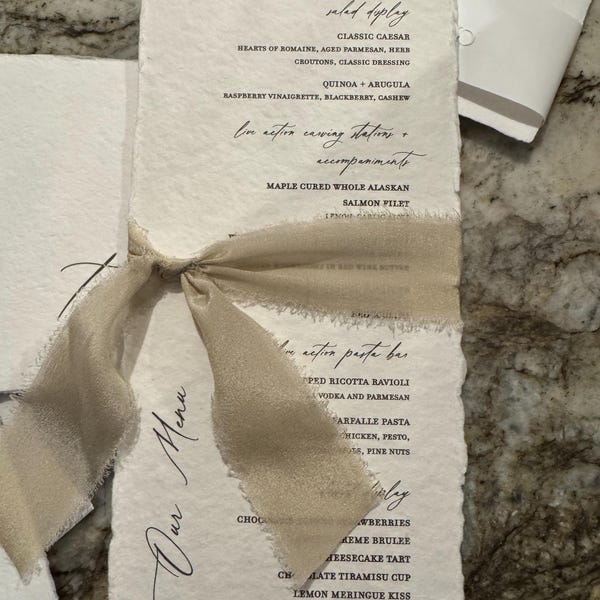 Deckled Edge Menu With Place Card (set of 10) - Etsy