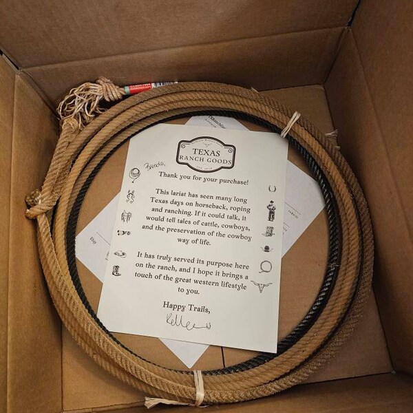 Authentic Cowboy Lariat Rope | Real Used Lasso | Western Ranch Decor | Rustic Wall Art ...