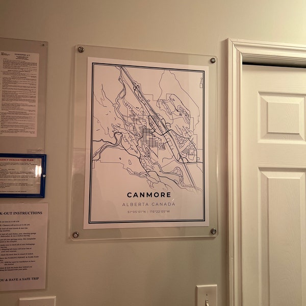 Canmore Map Print, Alberta AB Canada Map Art Poster, City Map Wall Art ...