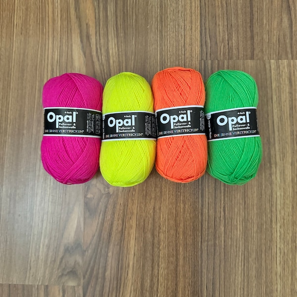 1 Click Opal Regia Sock Yarn Uni Solids Set of 8 Colors All Neon 75 ...