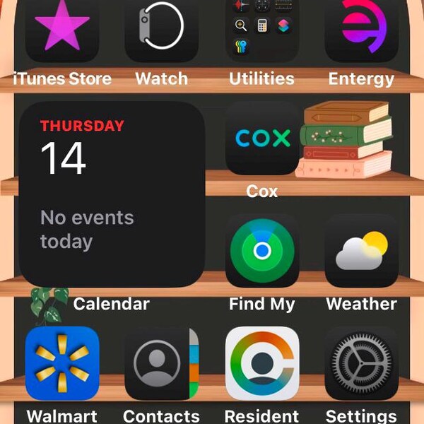 Warm Winter Bookshelf Wallpaper Bundle for iPhone Ios 18 Large Icons ...