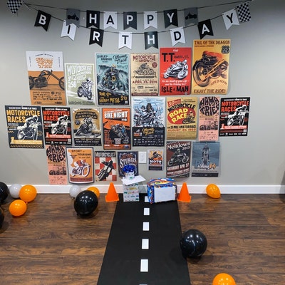 Motorcycle Birthday Banner, Motorcycle Banner, Bike Birthday Party ...