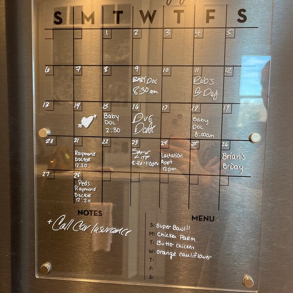 Magnetic Monthly Acrylic Calendar, 2022 Planner, Dry Erase Calendar ...