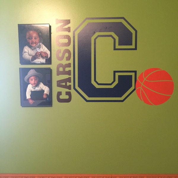 Sports Wall Decal Basketball Varsity Letter, Vinyl Wall Lettering ...