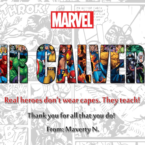 Personalized Avengers Marvel Name Word Art - Custom Digital Download ...