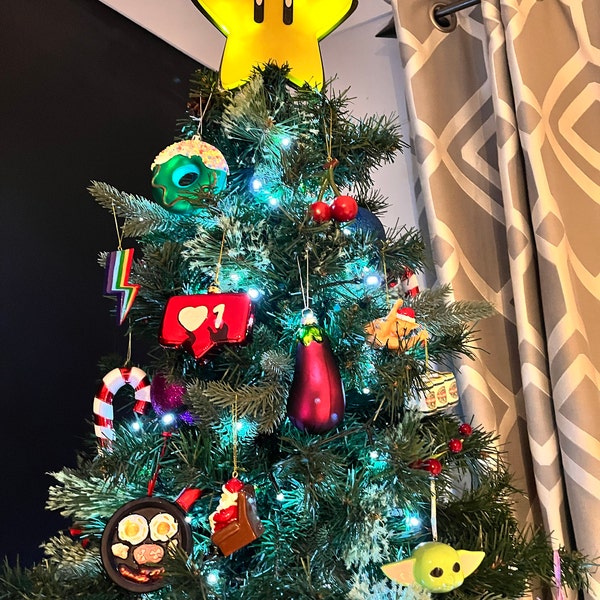 Pixel Art Star Tree Topper – Retro Video Game Christmas Decoration – 3D ...