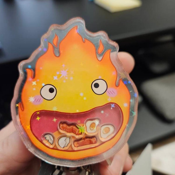 Fire Spirit Shaker Keychain | Castle Demon Acrylic Charm | Anime Kawaii ...