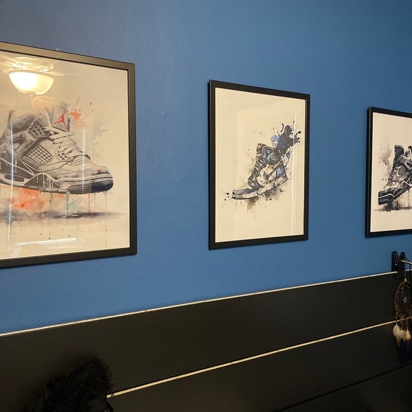 Twin Pack Inspired by Jordan 1 & 4 Sneaker Art Prints, Set of 2, Wall ...