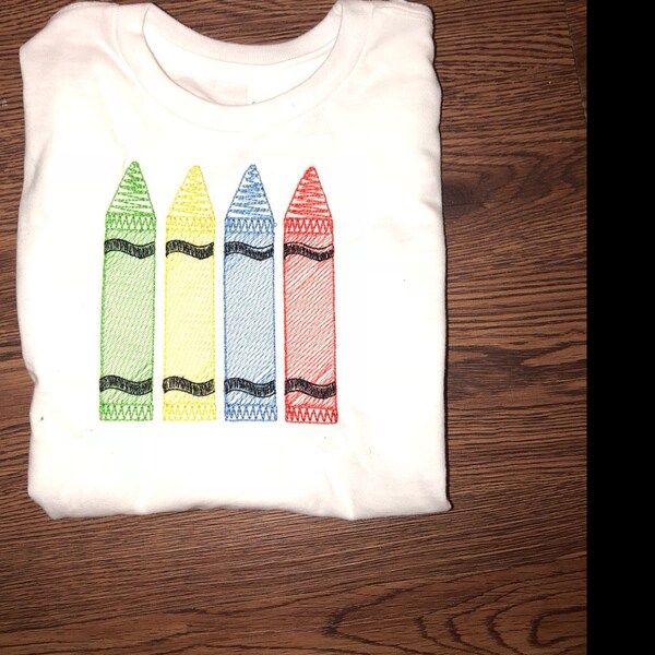 Back to School Crayon Embroidery Design, Crayons, Vintage Stitch ...