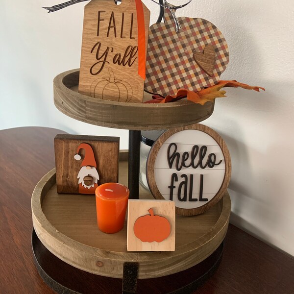 Fall Tiered Tray Set | Tiered Tray Decor | Mini Sign Set for Trays ...