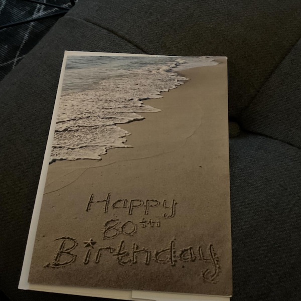 Beach Happy Birthday Card. Beach Writing, Sand Writing, Ocean, Beach ...