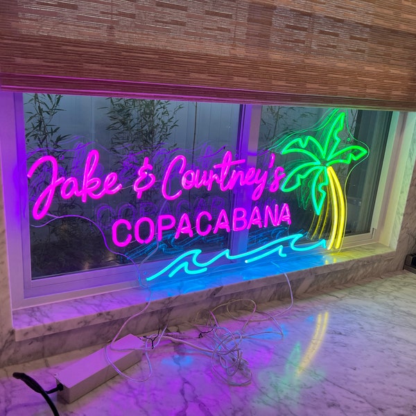 Poolside Sign Custom Neon LED Sign Pool Bar Decor Poolside Oasis Sign ...