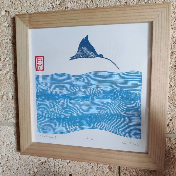 Linocut Octopus - Original Art Print, Marine Art, Hand Carved and Hand ...