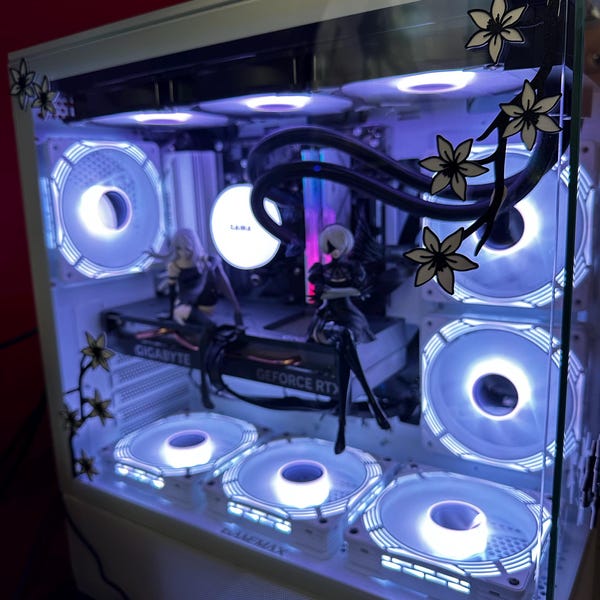 Sakura Butterfly Branch Colored Petals - Gaming Computer Fan Shroud ...