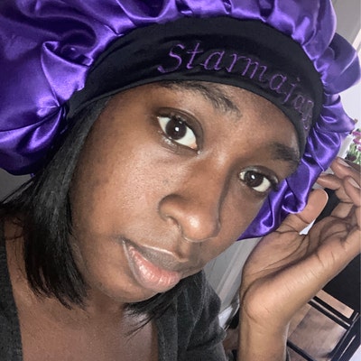 Custom Embroidered Satin Bonnet Personalized Name Hair Bonnet Holidays ...