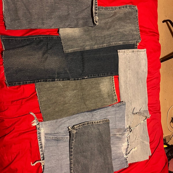 Denim Scrap Legs, Fabric & Textile Customisation Mixed Denim Offcuts ...
