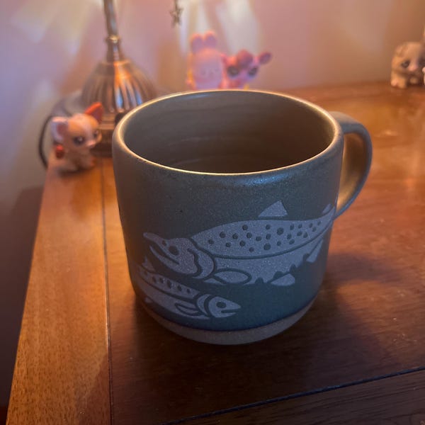 Salmon Fish Mug - Sockeye Life Cycle Handmade Pottery - Etsy