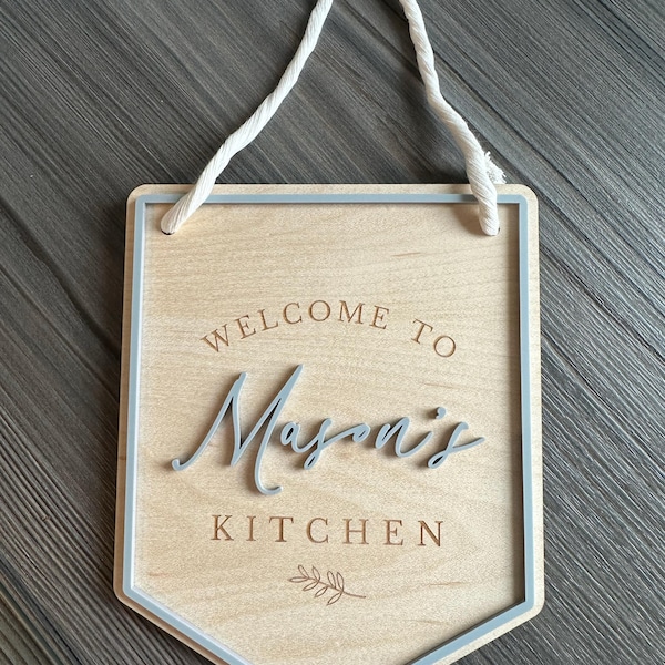 Personalised Play Kitchen Sign for Child's Playroom, Laser Engraved ...
