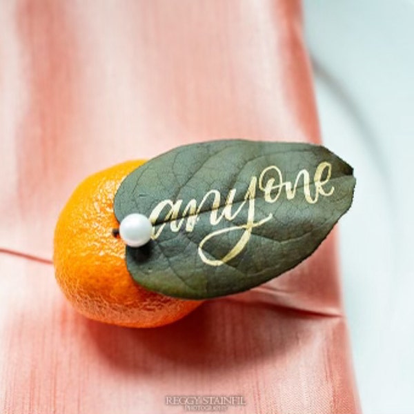 REAL Lemon Leaf Place Cards, Place Cards, Garden Mountian Bohemian ...