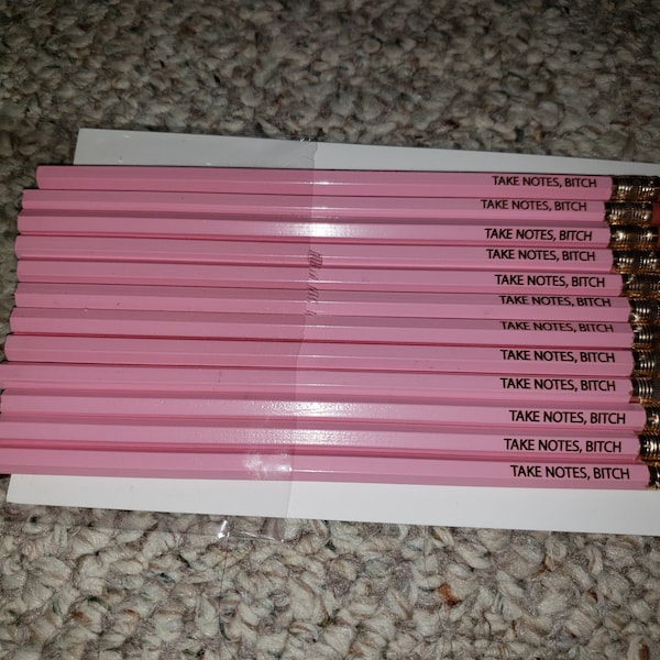 Engraved Sarcastic Pencils: "take Notes Bitch" - Witty Gift Set - Etsy