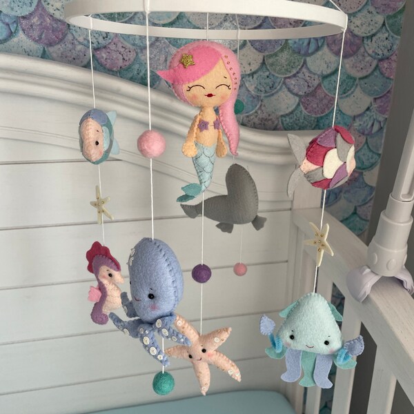 Ocean Baby Mobile, Sea Creatures Crib Mobile, Nautical Cot Mobile ...