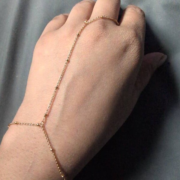 Beaded Hand Chain Bracelet by Caitlyn Minimalist • Beaded Hand Jewelry ...