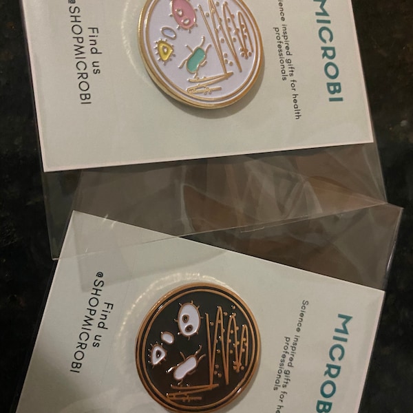 SET of 2 Petri Dish Enamel Pins / Microbiology Agar Art / Bacteria ...
